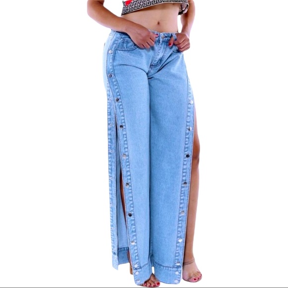 Jeans | Plus Size Wide Legged Snap Side Jeans | Poshmark